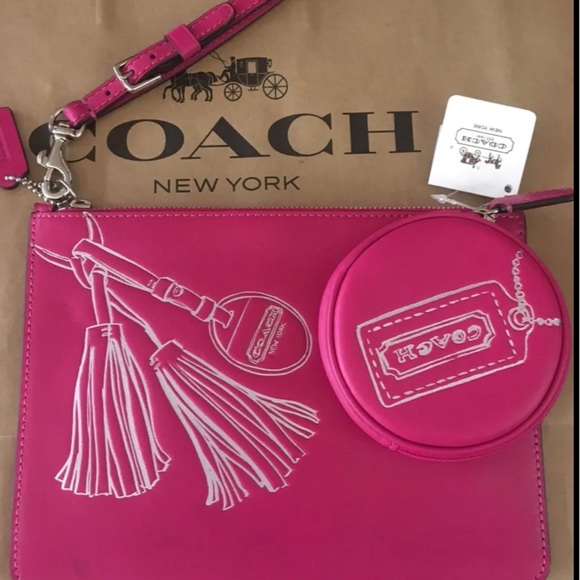Coach | Bags | Coach Embossed Large Zip Case W Matching Round Key Fob ...